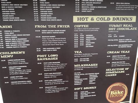 Menu At The Bake House Cafe And Takeaway Lynmouth