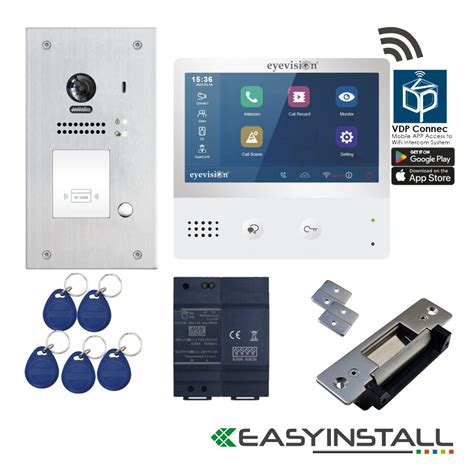 EasyInstall Two Wire Smart WiFi Video Intercom System With Touch Screen Monitor And MP