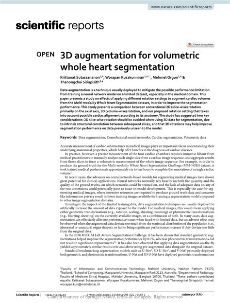 Pdf 3d Augmentation For Volumetric Whole Heart Segmentation