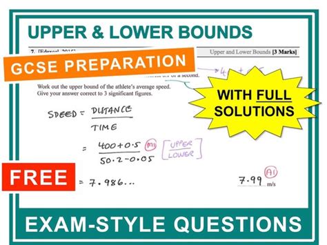 GCSE 9 1 Exam Question Practice Upper Lower Bounds Teaching Resources