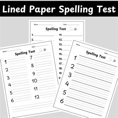 Lined Paper Spelling Test Handwriting Lines Spelling And