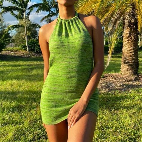 Dresses Sexy Backless Halter Dress Bodycon Micro Mini Dress Summer