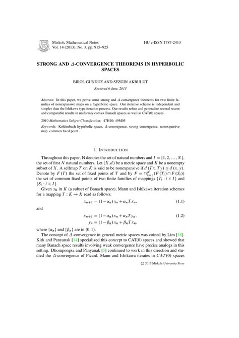 Pdf Strong And δ Convergence Theorems In Hyperbolic Spaces