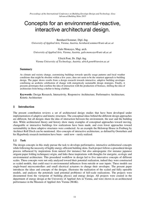 Pdf Concepts For An Environmental Reactive Interactive Architectural Design