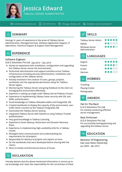 Tableau Server Administrator Resume Sample In 2025 ResumeKraft