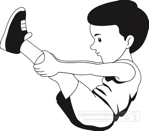 Black Outline Boy Stretching Physical Fitness Clipart Classroom Clip Art