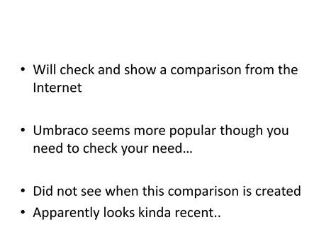 Dot Net Cms Comparisons Ppt