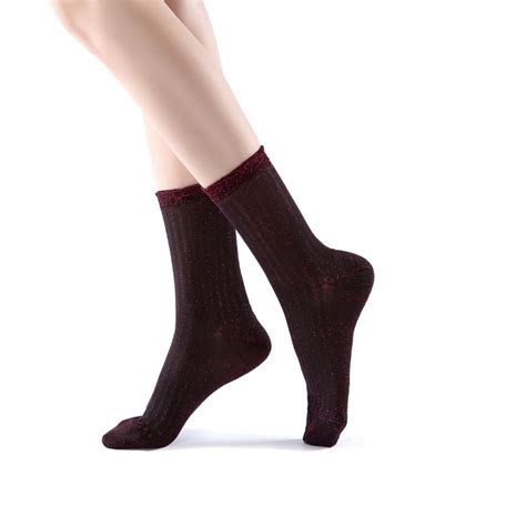 Aliyah Scallop Sparkle Crew Sock Red Glitter Sock Handmade Etsy
