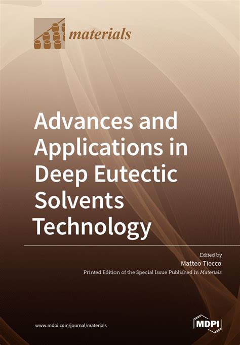 Advances And Applications In Deep Eutectic Solvents Technology Mdpi Books