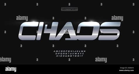 Bold Futuristic Font Sleek Metallic Design Sci Fi Aesthetic With Sharp Lines Dynamic Modern