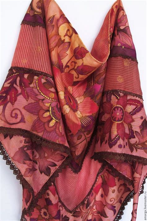 Шали палантины ручной работы батик платок бактус