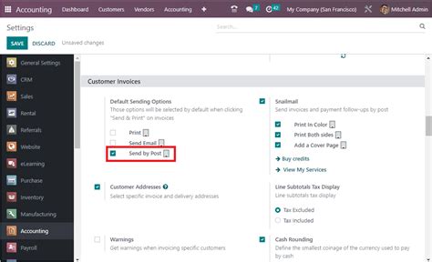 An Overview Of Invoice Default Sending Options In Odoo 16 Accounting