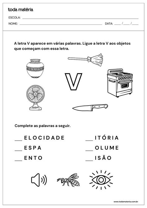 Atividades Com A Letra V Para Educação Infantil Para Imprimir Toda