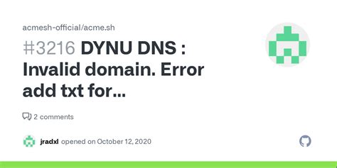 Dynu Dns Invalid Domain Error Add Txt For Domainacme Challenge