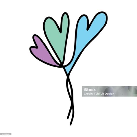 심장 식물 아이콘 추상 손으로 그린 꽃 선 아트 상징 자연 사랑 생태학 및 환경에 대한 평면 컬러 글리프 일러스트 레이 션 0