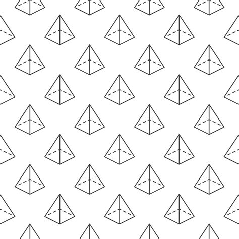 Geometry Education Vector Outline Seamless Pattern With Pyramid Symbol Vector Art At