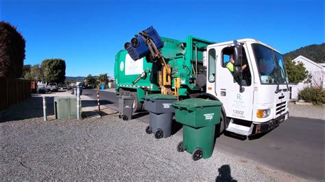 Recology Sonoma Marin Split Body Condor Labrie Automizer Garbage Truck On Trash And Recycling