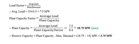 A Generating Station Has A Maximum Demand Of 15 Mw A Load Factor Of 50 A Plant Capacity