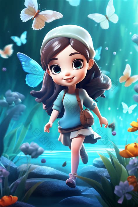追蝴蝶的小女孩高清图片下载 包图网