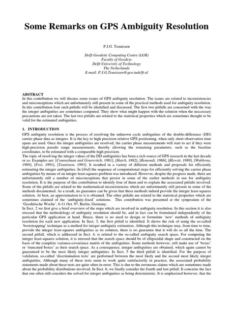 Gps Ambiguity Resolution Pitfalls Pdf Least Squares Normal Distribution