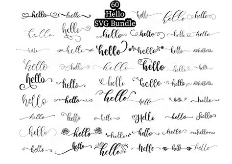 60 Hello SVG Bundle Hello SVG Digital File Instant Etsy
