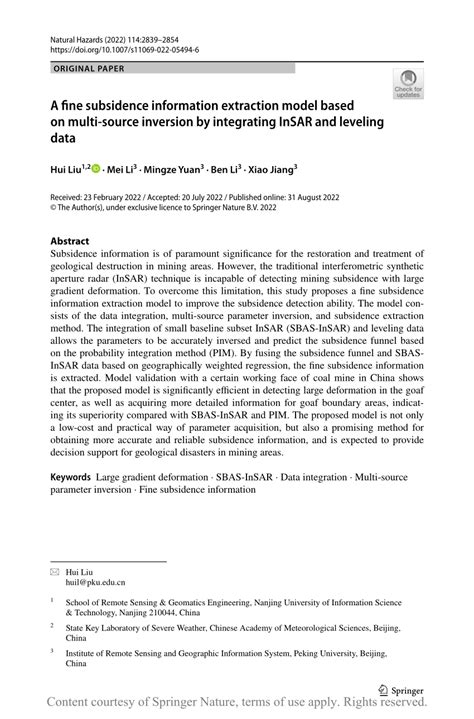 A Fine Subsidence Information Extraction Model Based On Multi Source Inversion By Integrating