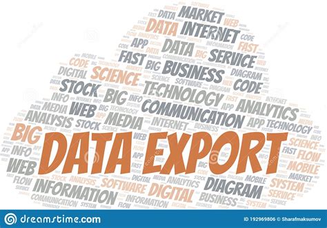 Data Export Vector Word Cloud Made With Text Only Stock Vector