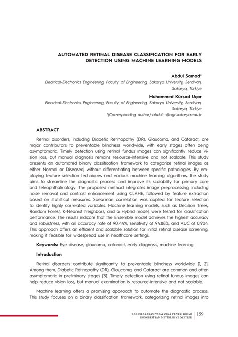 Pdf Automated Retinal Disease Classification For Early Detection Using Machine Learning Models