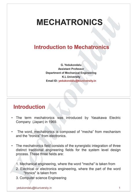 Introduction To Mechatronics