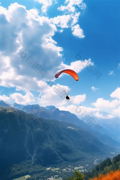 户外高空滑翔伞运动图片 包图网