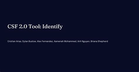 Csf 2 0 Tool Identify