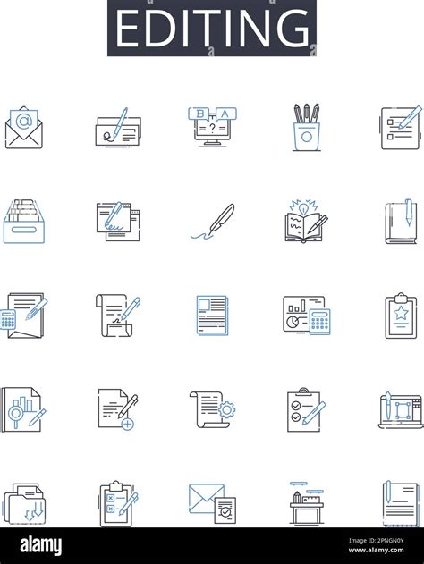 Editing Line Icons Collection Proofreading Reviewing Touch Up