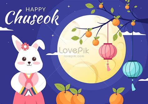 สุขสันต์วัน Chuseok ในภาพประกอบการ์ตูนเกาหลี ดาวน์โหลดรูปภาพ รหัส