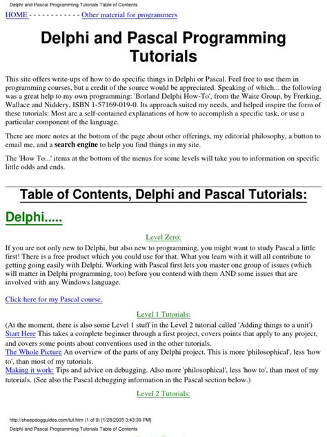 Delphi Programing Tutorial Pdf Html Computer Programming