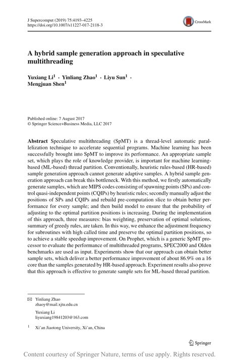 A Hybrid Sample Generation Approach In Speculative Multithreading