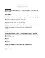 Final Problem Set Docx Final Problem Set SECTION A Answer Each Question And Explain As Per The