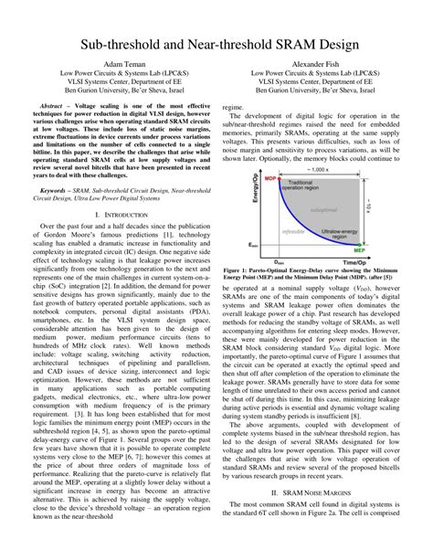 pdf sub threshold and near threshold sram design