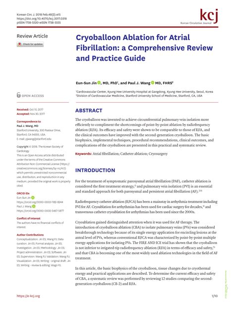 Pdf Cryoballoon Ablation For Atrial Fibrillation A Comprehensive Review And Practice Guide