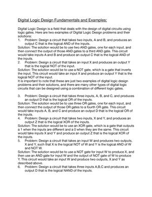 Digital Logic Designs Concept Homework EE Digital Logic Design Input And Complements