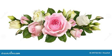 Pink Roses And Eustoma Lisianthus Flowers In A Floral Arrangement