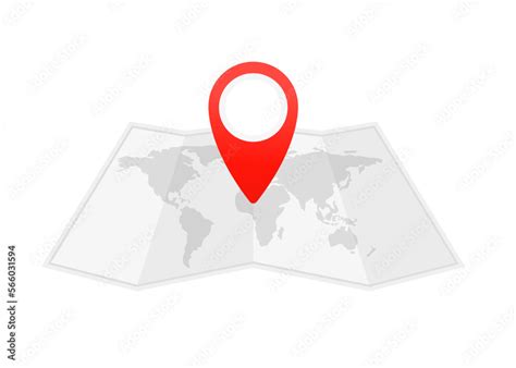 Map With A Pin Red Direction Indicator On A Folded City Map Gps