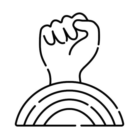 Premium Vector Lgbt Pride Hand And Rainbow Vector Black Line Icon