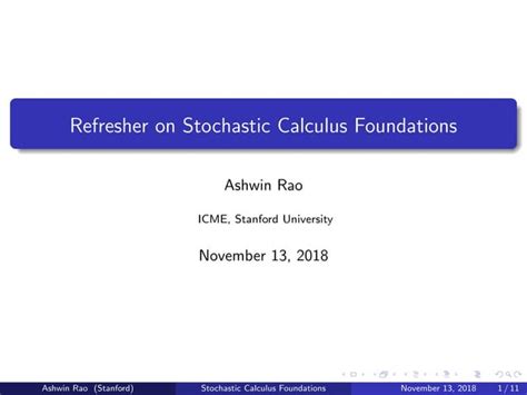 Overview Of Stochastic Calculus Foundations Ppt