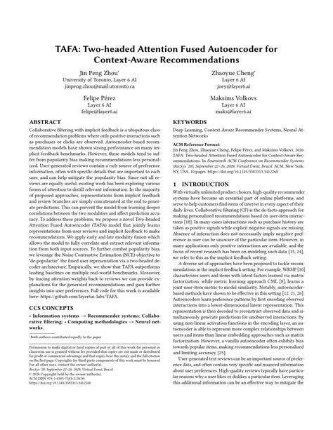 Pdf Tafa Two Headed Attention Fused Autoencoder For Context Aware Recommendations