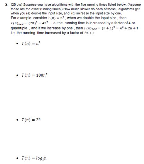 solved 2 20 pts suppose you have algorithms with the five