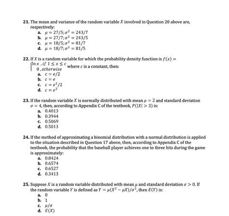 21 The Mean And Variance Of The Random Variable X Chegg Com