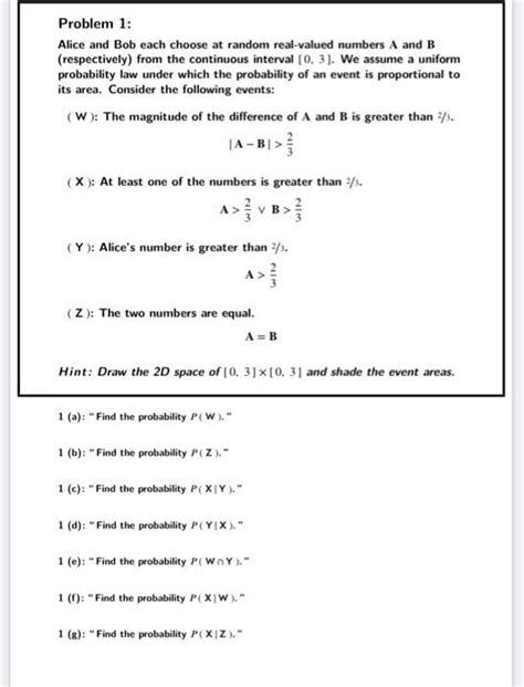 Solved Problem 1 Alice And Bob Each Choose At Random Chegg Com