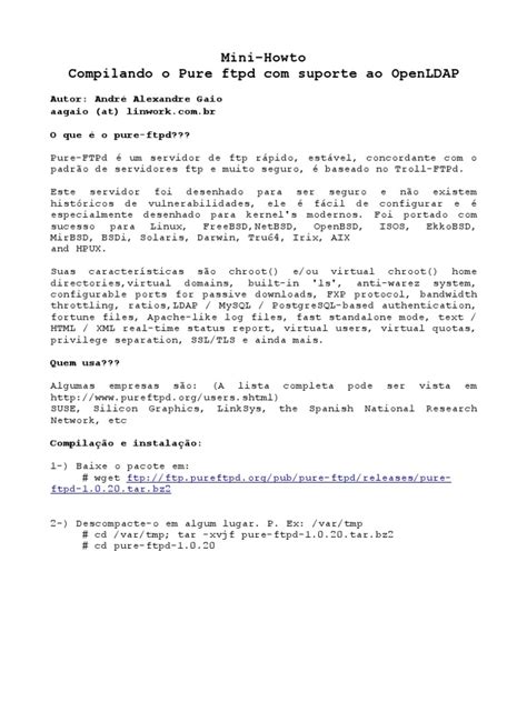 Pure Ftpd Ldap Pdf Variantes De Unix Protocolo De Transferência De Arquivos