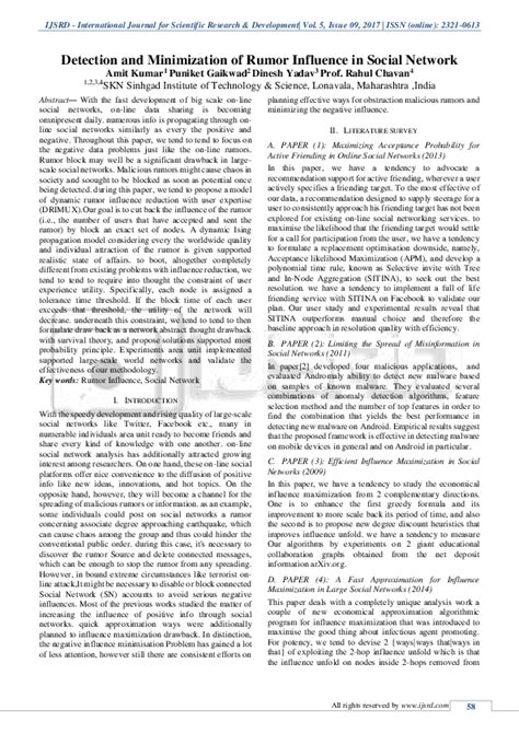 Pdf Detection And Minimization Of Rumor Influence In Social Network