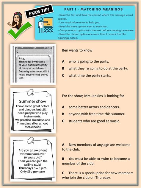 Ket Reading Part 1 Worksheet Reading Worksheets Exams Tips Learn English